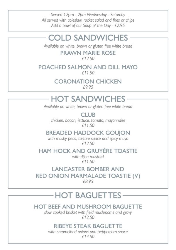Menus – The Patten Arms
